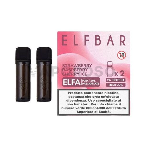 Elfbar ELFA Pod Precaricate - Strawberry Raspberry Cherry Ice - Vaporoso