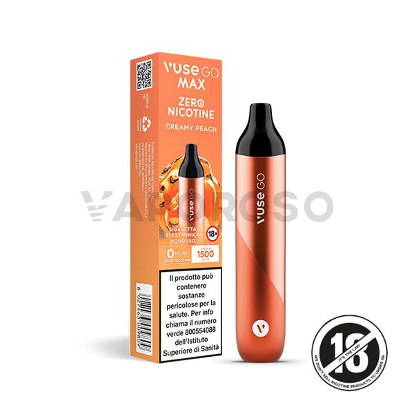 Vuse Go Max Creamy Peach - SENZA NICOTINA - 1500 Puff - Usa e Getta ...