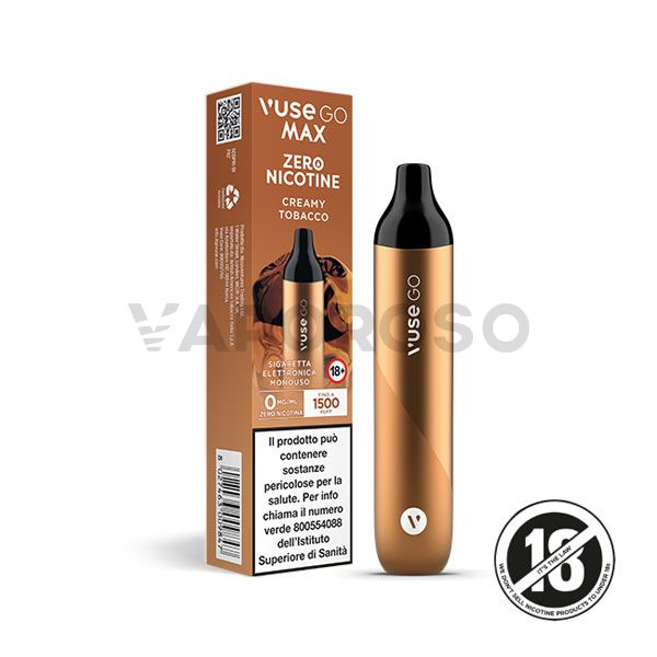 Vuse Go Max Creamy Tobacco- SENZA NICOTINA - 1500 Puff - Usa e Getta ...